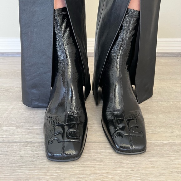 Courreges | Shoes | Courreges Patent Ankle Heel Block Logo Boot Shiny ...